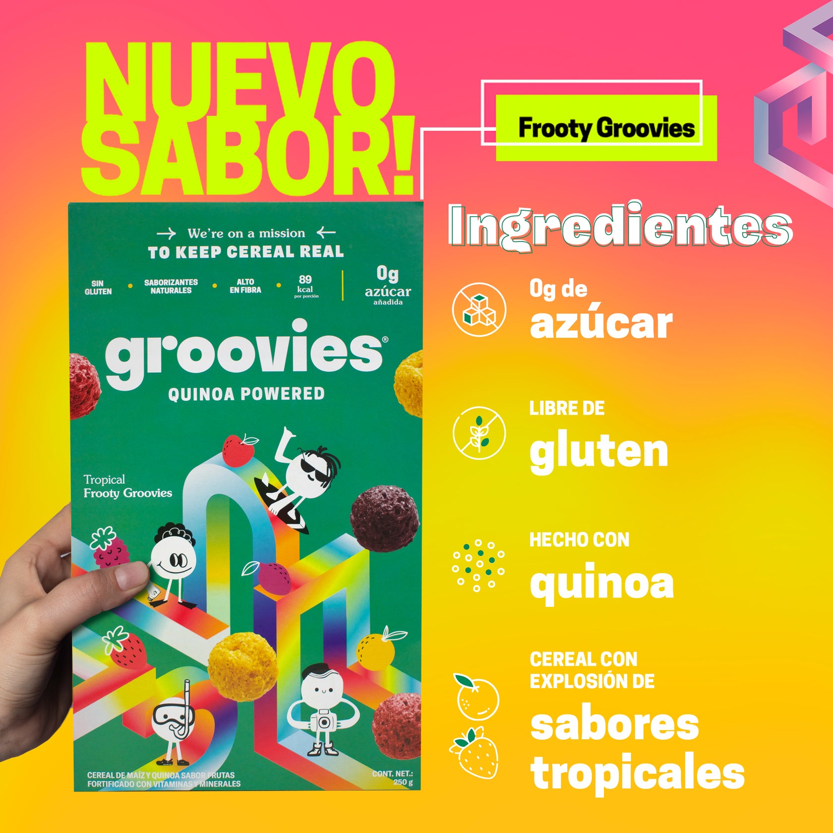 Cereal saludable sin azúcar. Frooty Groovies – Groovies Quinoa-Powered ...